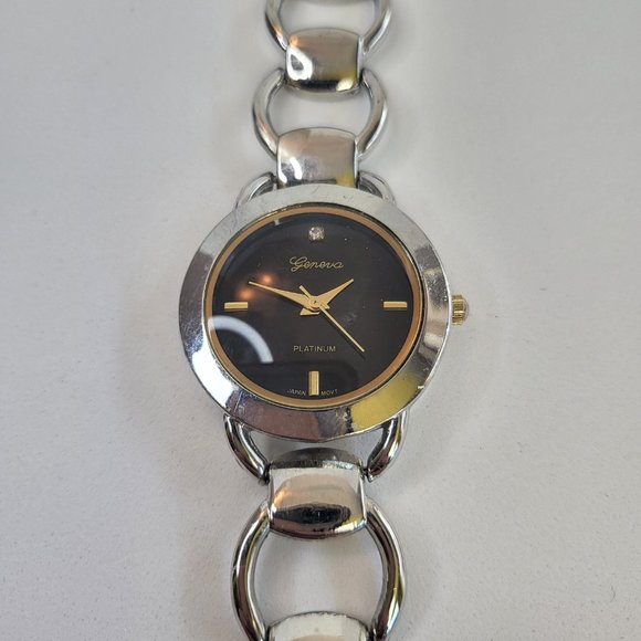 Geneva Platinum | Accessories | Geneva Silver Tone Circular Link Watch ...